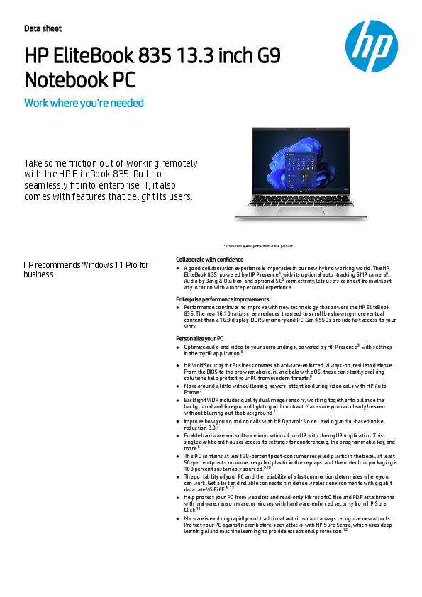 HP EliteBook 835 13.3 inch G9 Notebook PC | Data-Smart Computers