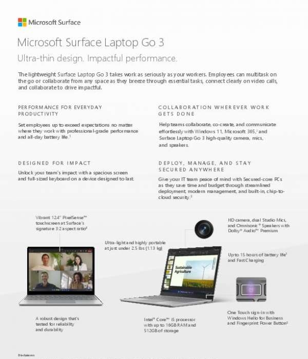 Surface Go 3 Flyer and product Specs Sheet | Data-Smart Computers
