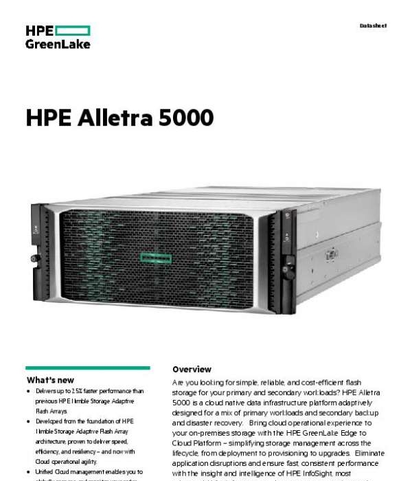HPE Alletra 5000 Datasheet | Data-Smart Computers