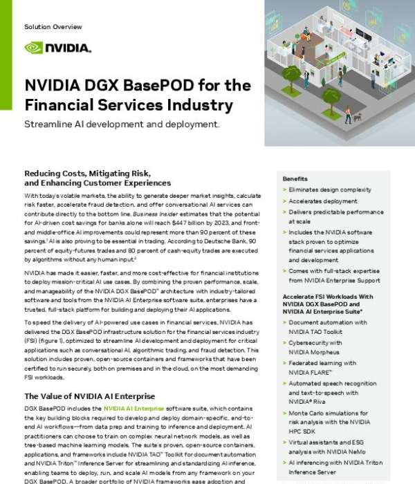 NVIDIA DGX BasePOD for the Financial Services Industry | Data-Smart ...